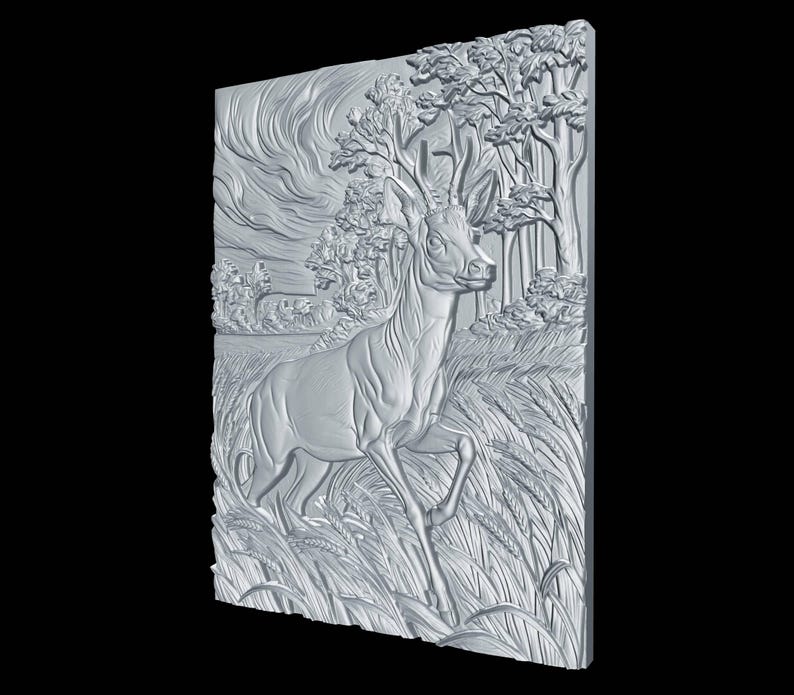 Deer Buck Stag CNC STL File, 3D Relief CNC Router File, Wood Carving 3D ...