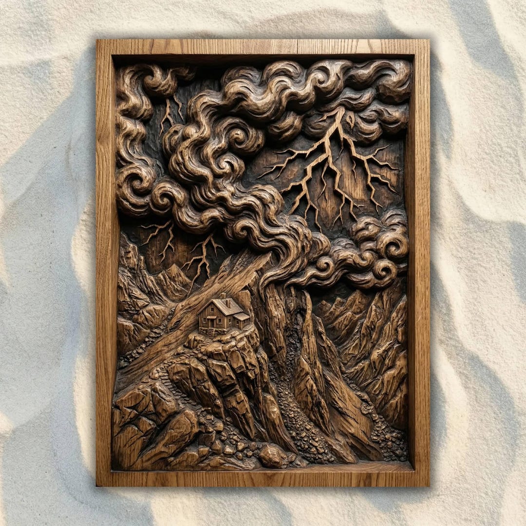 Stormy Mountains CNC STL File, 3D Relief CNC Router File, Wood Carving ...