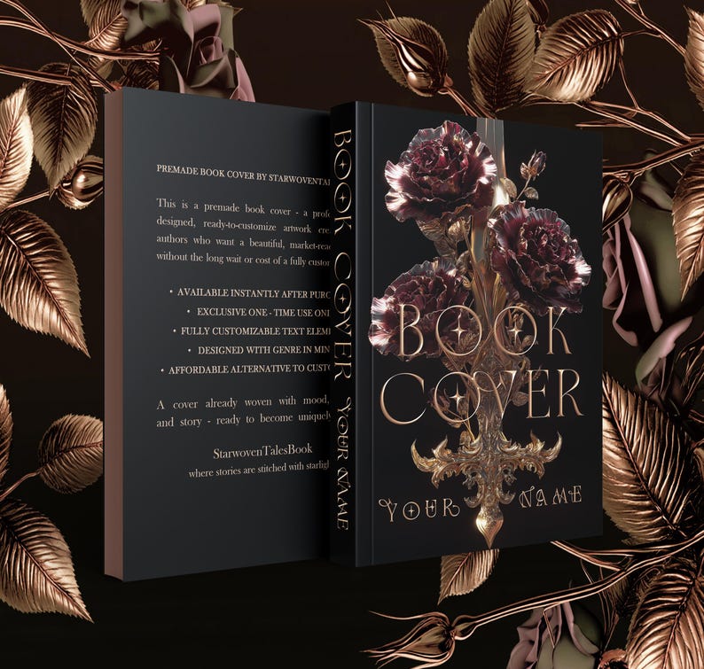 Dark Romance Premade Book Cover | Floral Sword Fantasy Cover | Gothic ...