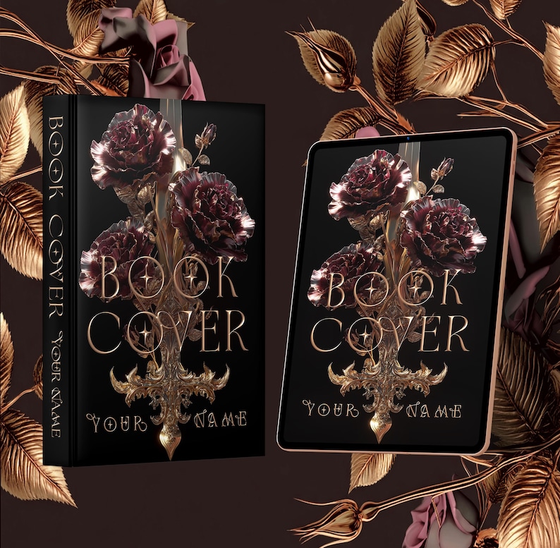 Dark Romance Premade Book Cover | Floral Sword Fantasy Cover | Gothic ...