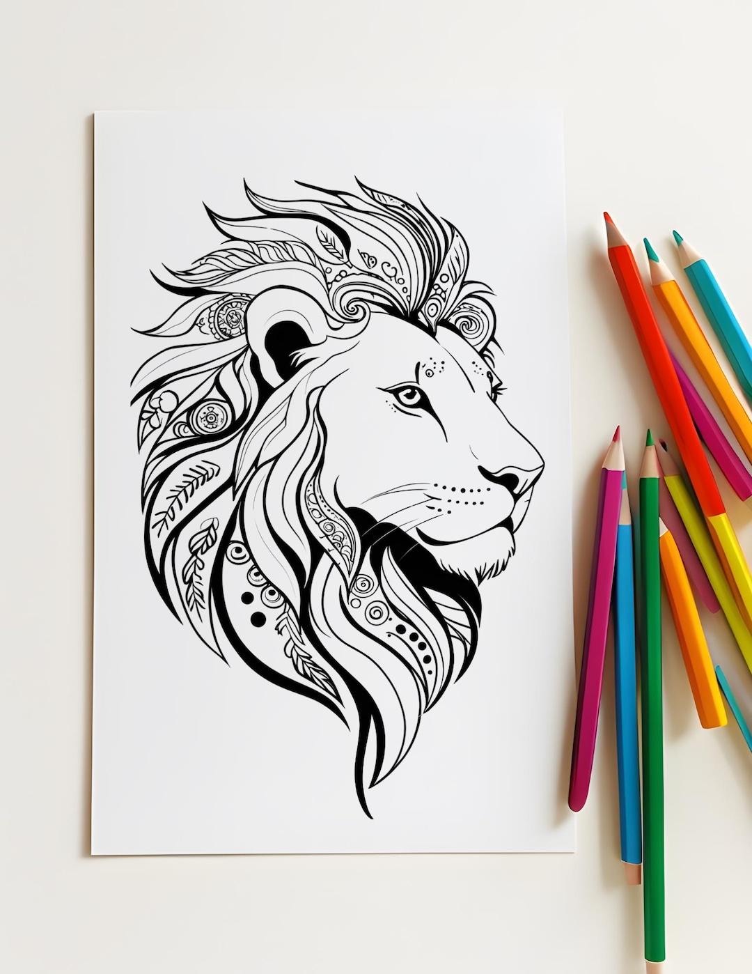 Regal Lion Colouring Page – Printable Art – Digital Download - Etsy