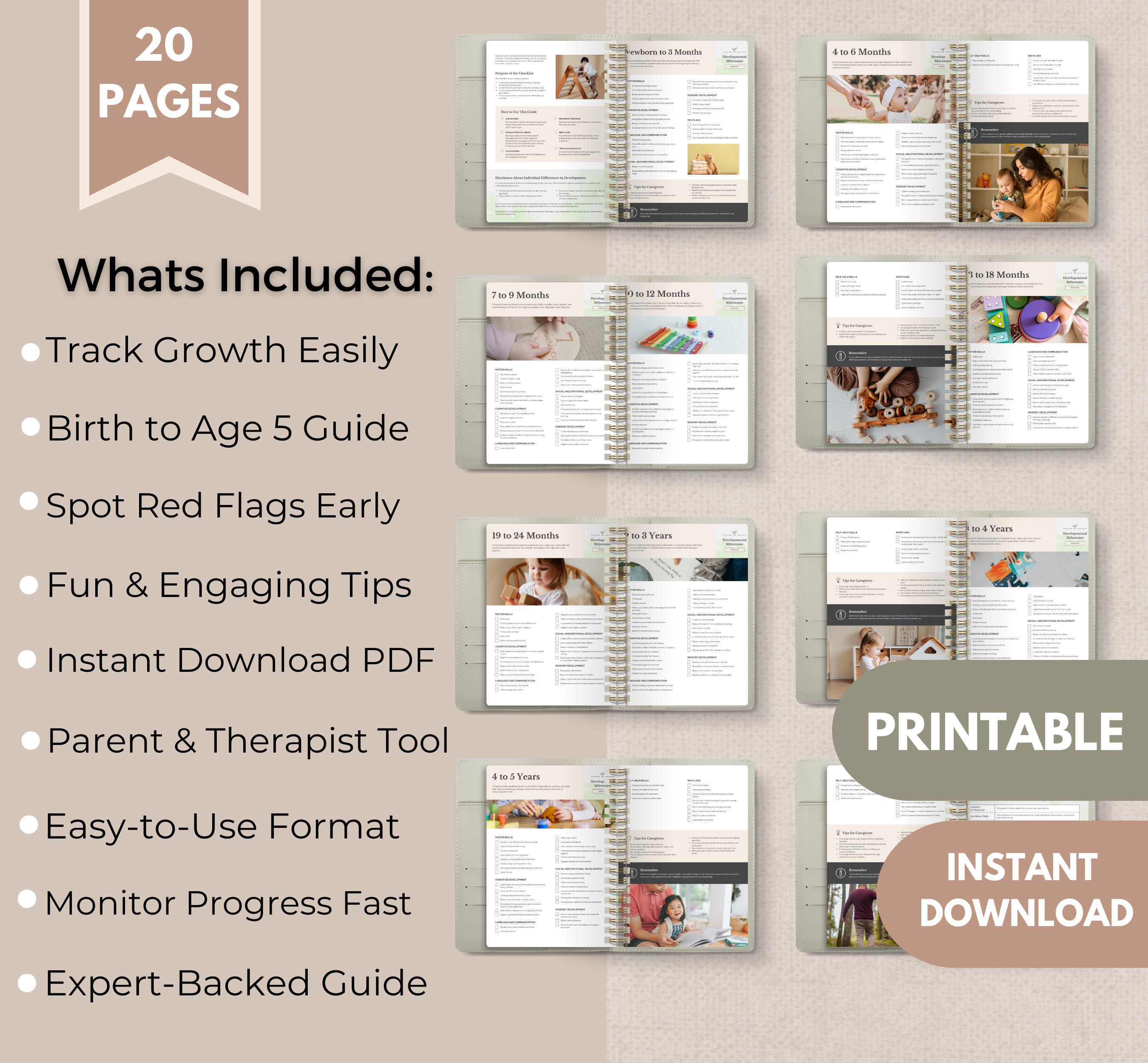 Developmental Milestones Checklist, Baby Milestone Tracker, Child ...