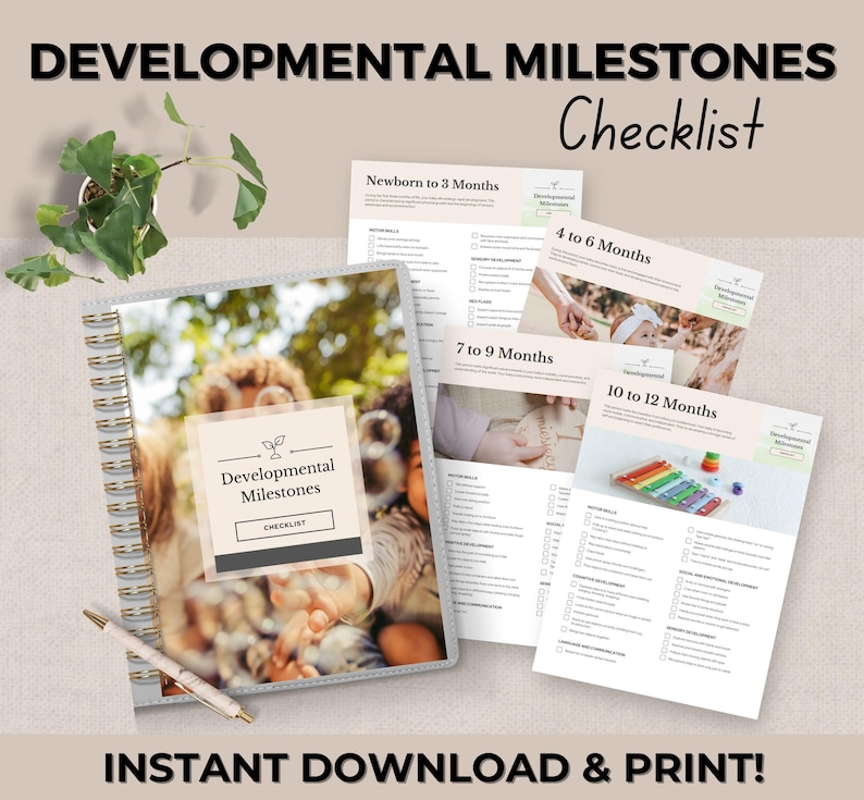 Developmental Milestones Checklist, Baby Milestone Tracker, Child ...