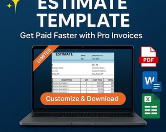 Service Estimate Excel Template - Customizable Fee Calculator ...