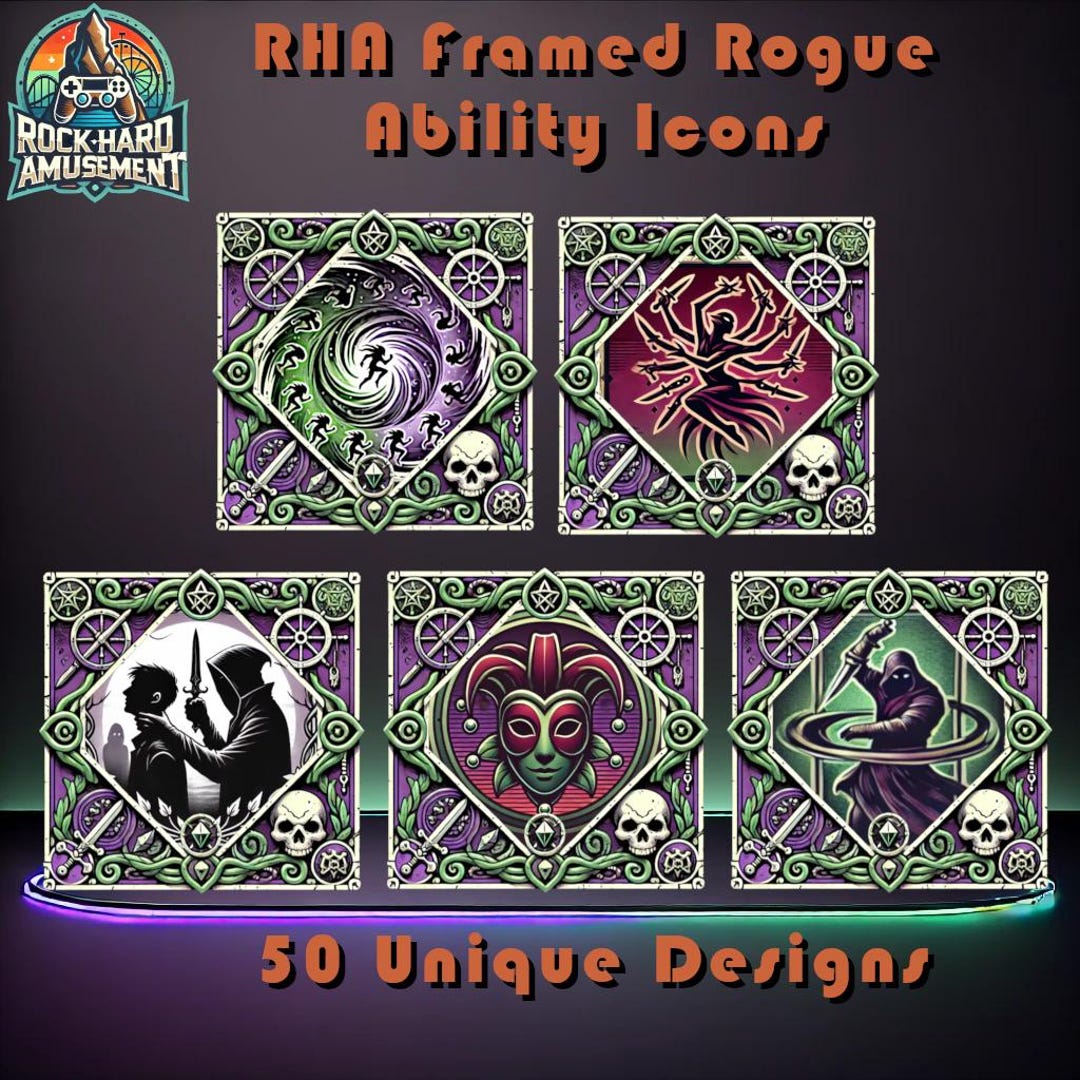 2D Digital Custom Frame Rogue/thief Ability Icon Designs 50 Unique HD ...