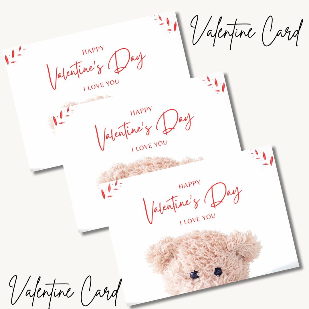 Happy Valentines Day Card Cute Teddy Bear Valentine Card Romantic ...