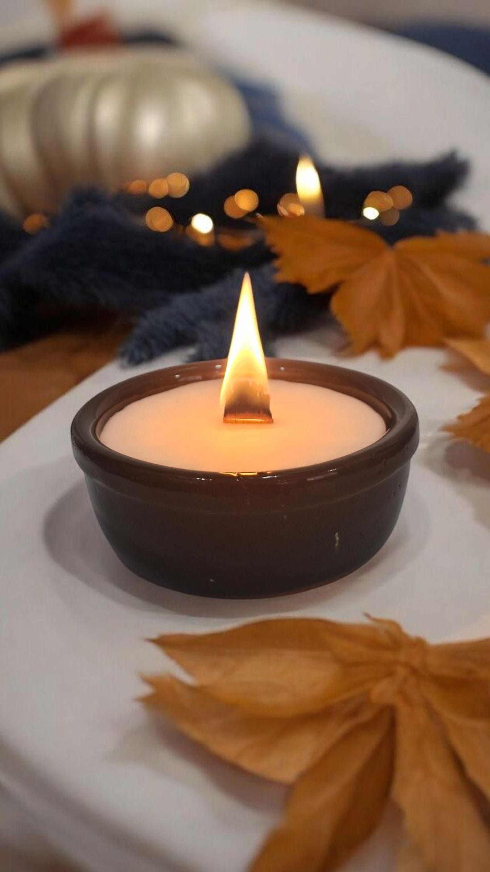 Terracotta Candle With Wooden Wick, Handmade Soy Wax Candle, Rustic ...