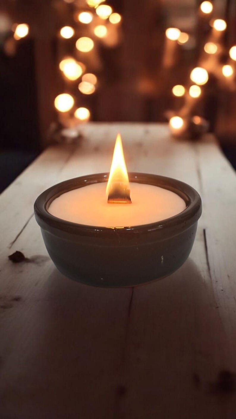 Terracotta Candle With Wooden Wick, Handmade Soy Wax Candle, Rustic ...