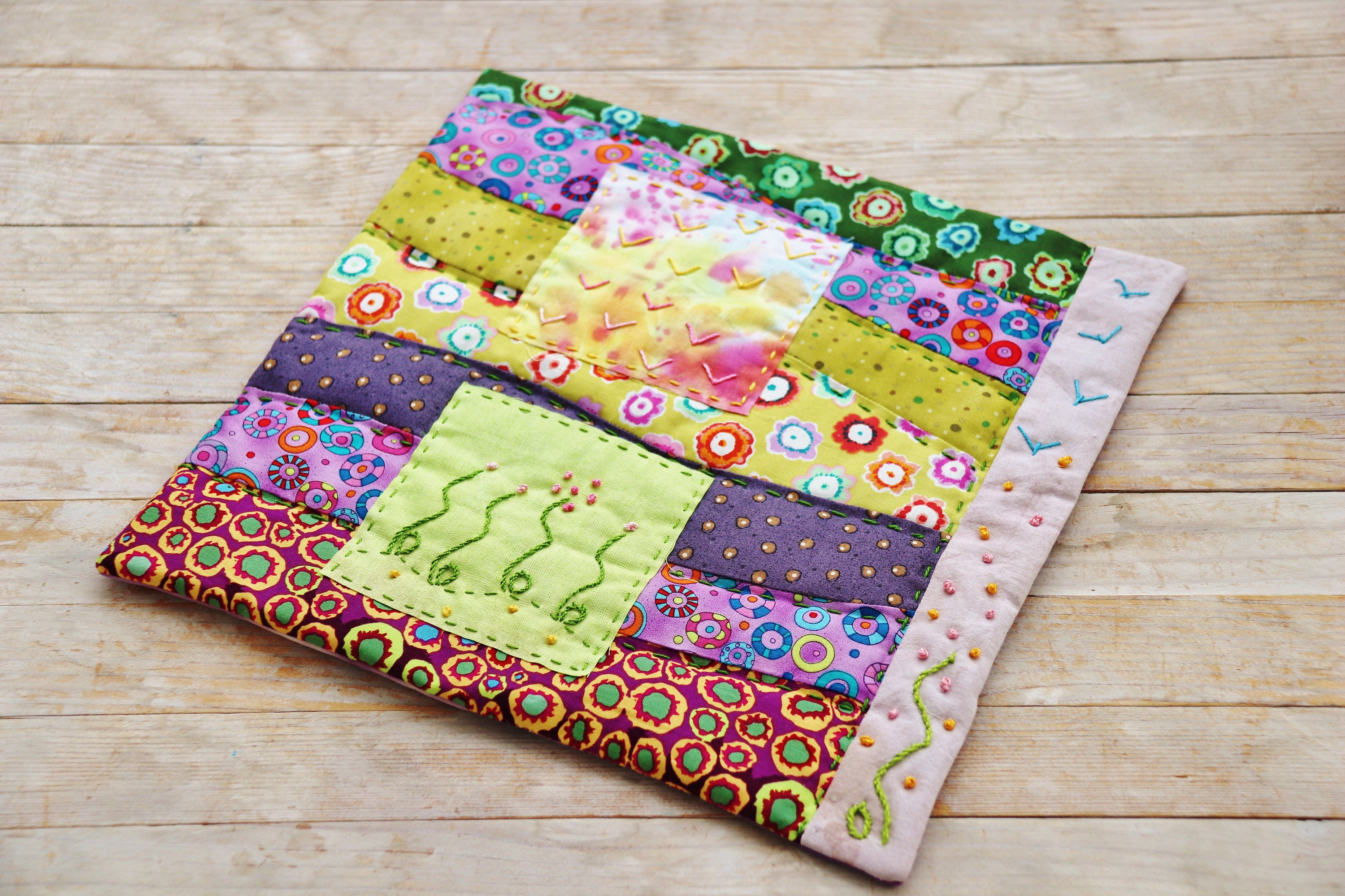 Art Quilt Wall Hanging Mini Quilt Patchwork Floral Primrose - Etsy