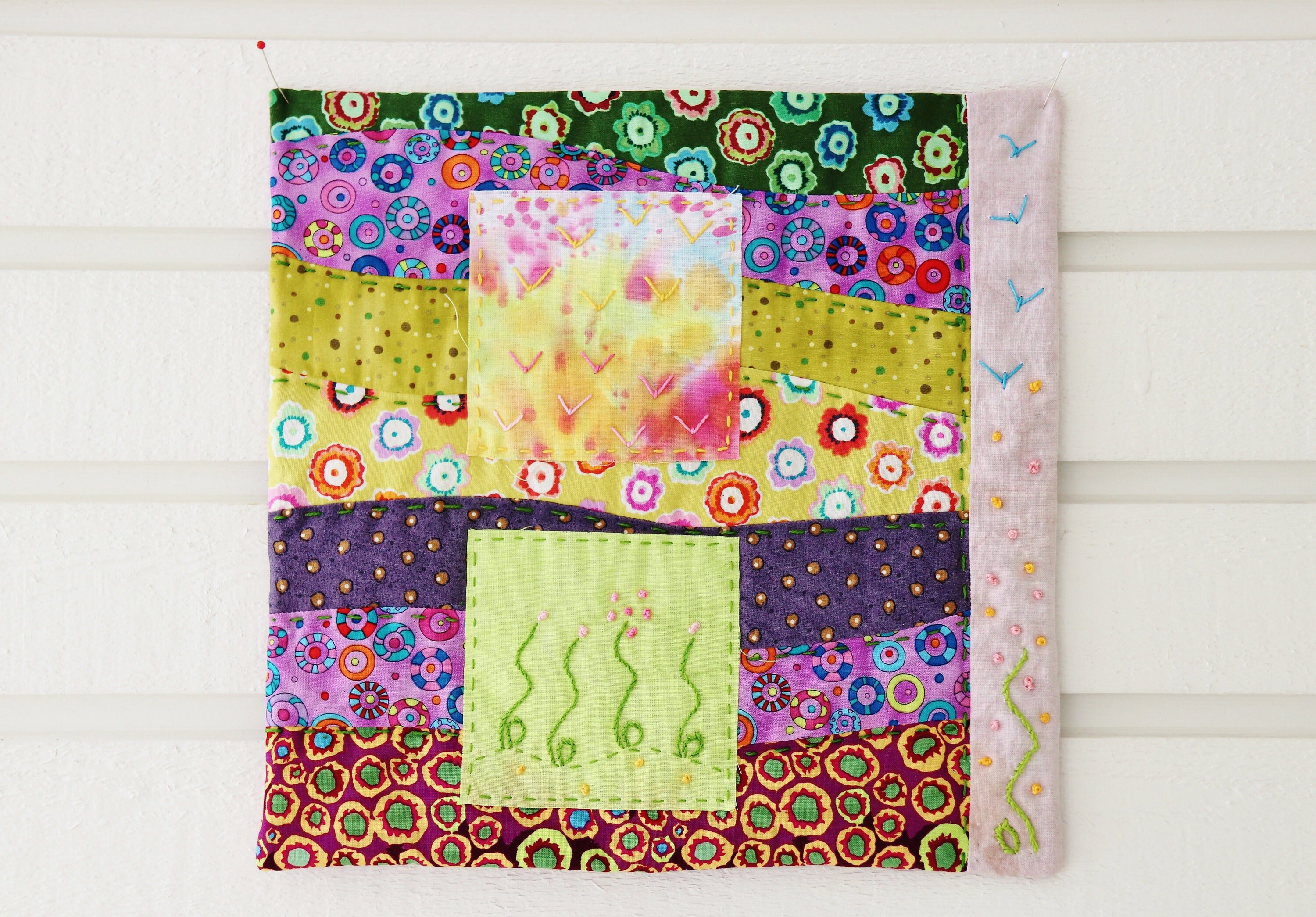 Art Quilt Wall Hanging Mini Quilt Patchwork Floral Primrose - Etsy