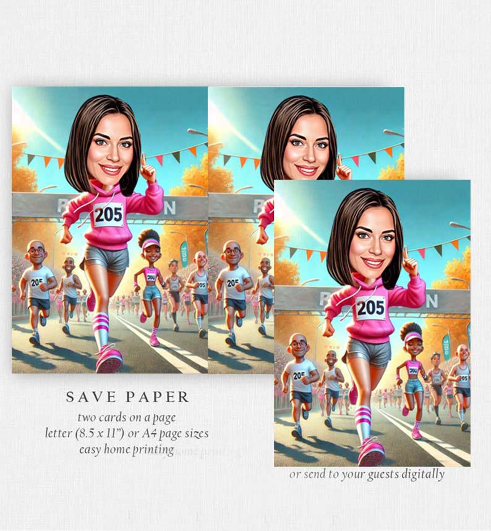 Custom Runner Cartoon Portrait | Personalised Runner Caricature ...