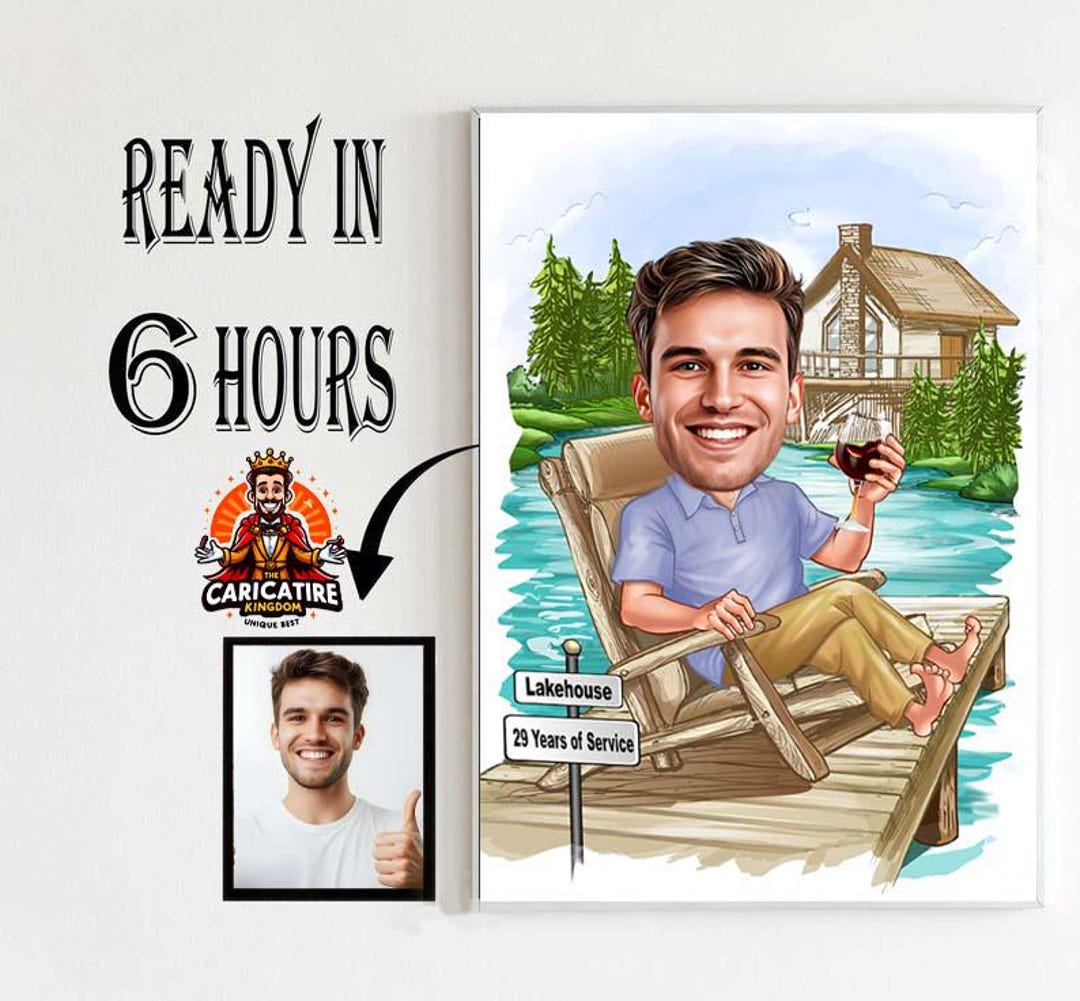 Custom Retirement Cartoon Portrait, Retirement Caricature, Retirement ...