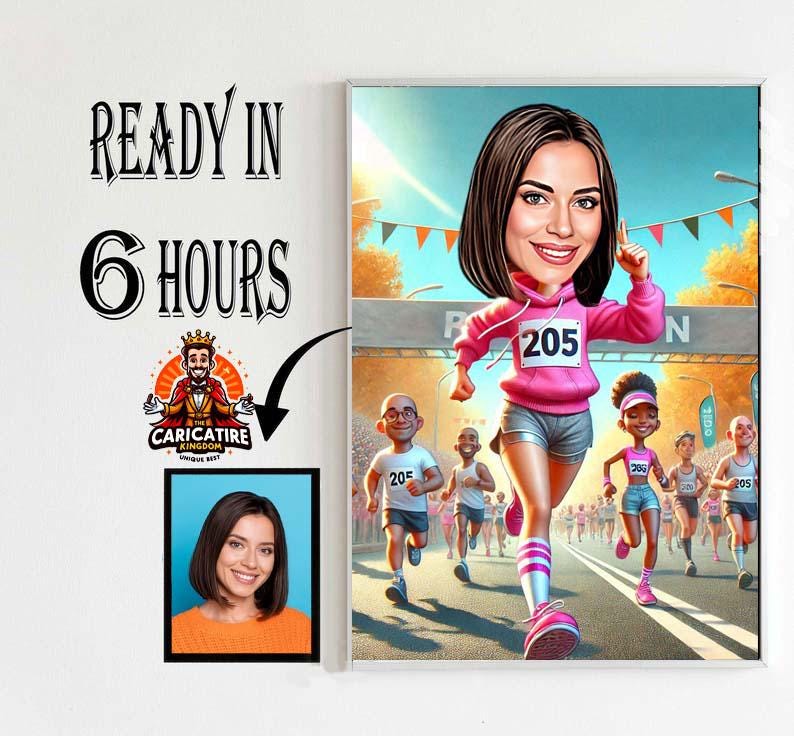 Custom Runner Cartoon Portrait | Personalised Runner Caricature ...