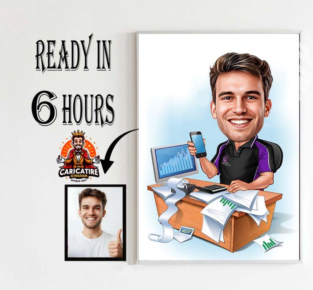 Custom Office Worker Cartoon Portrait, Custom Officer Caricature ...