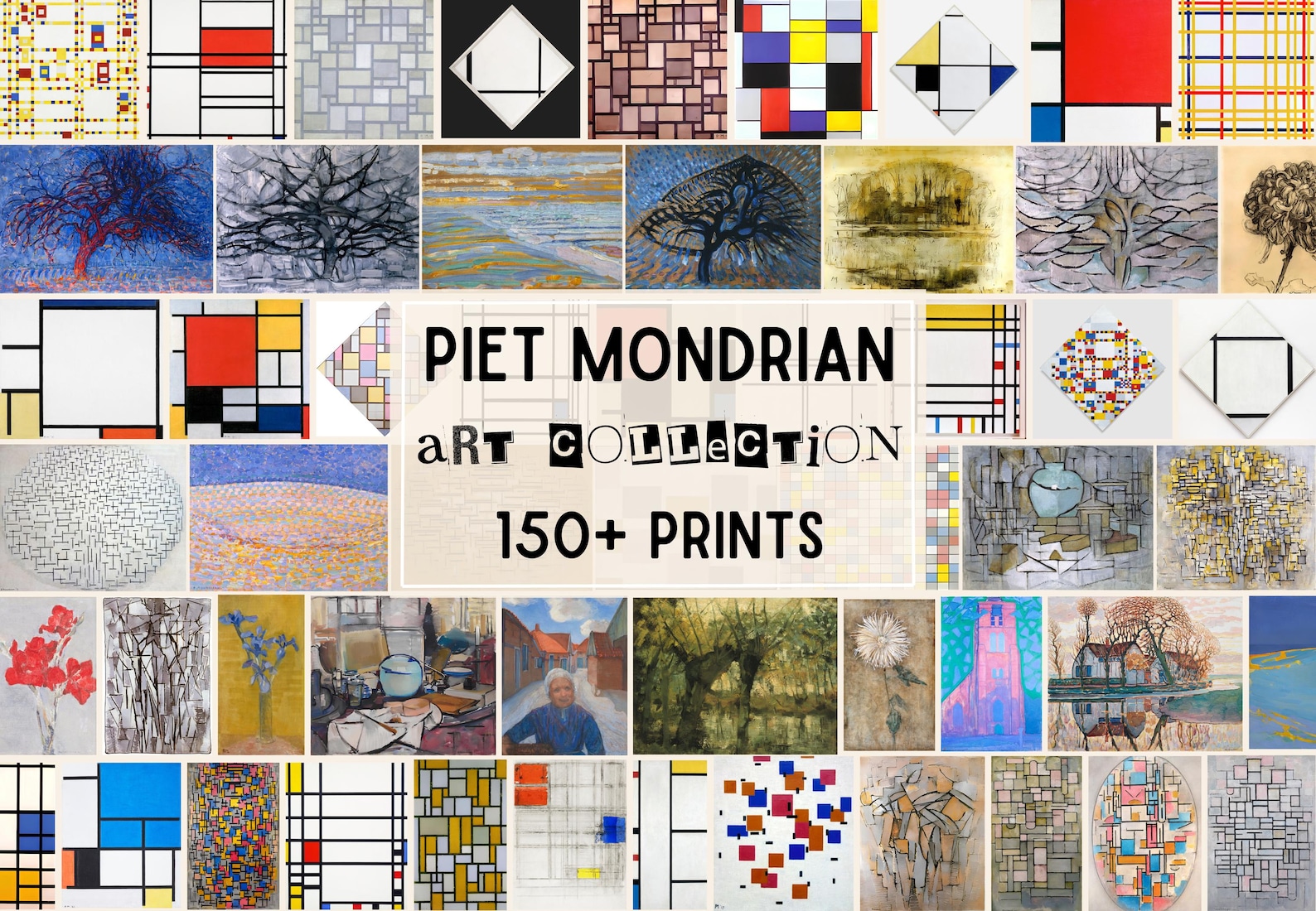 150+ Piet Mondrian Paintings, Ready to Print Digital Downloads, High ...