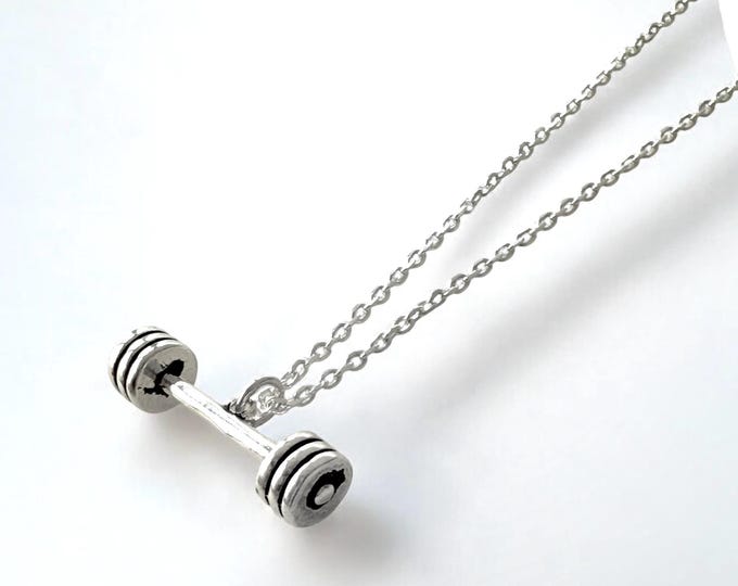 Gym Jewelry, Dumbbell Necklace, Fitness Jewelry, Crossfit Pendant ...