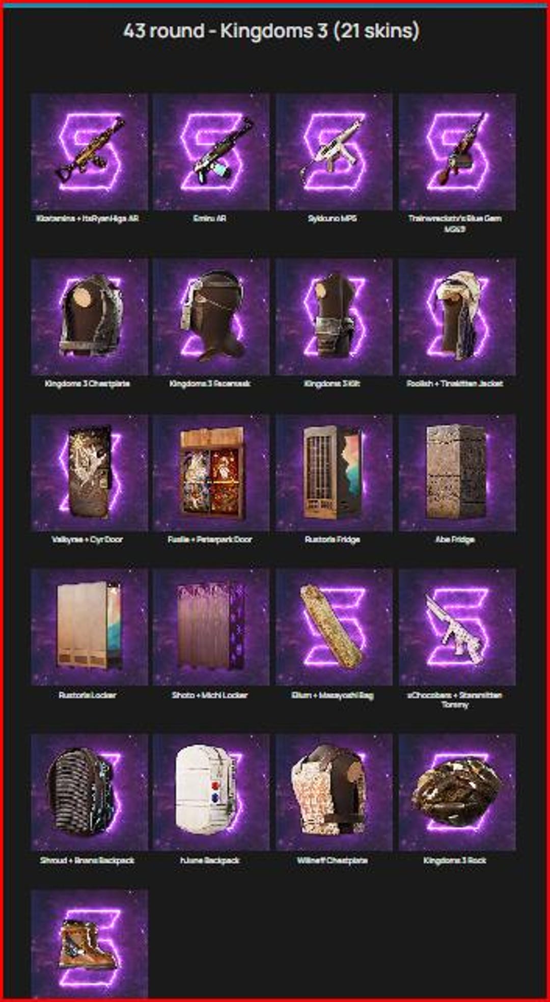 RUST - Twitch Drop - 43 ROUND - 21/21 SKINS Steam Only - Etsy