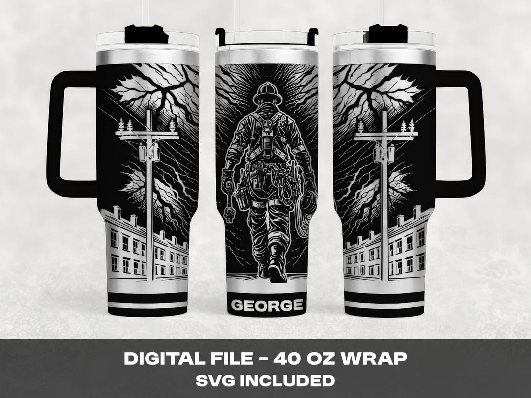 Lineman Laser SVG 40oz Tumbler Wrap | Powerline Worker Utility ...