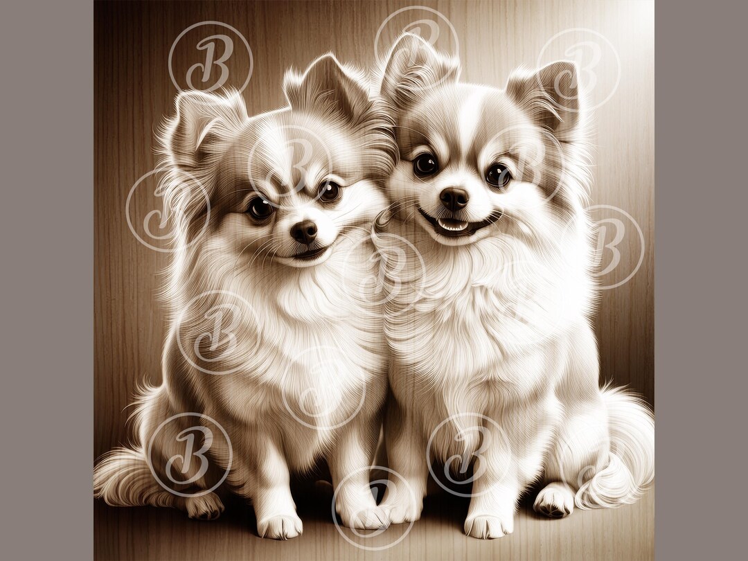 Pomeranian Dogs Laser Burning PNG, Best Friends Digital Design File, 3D ...