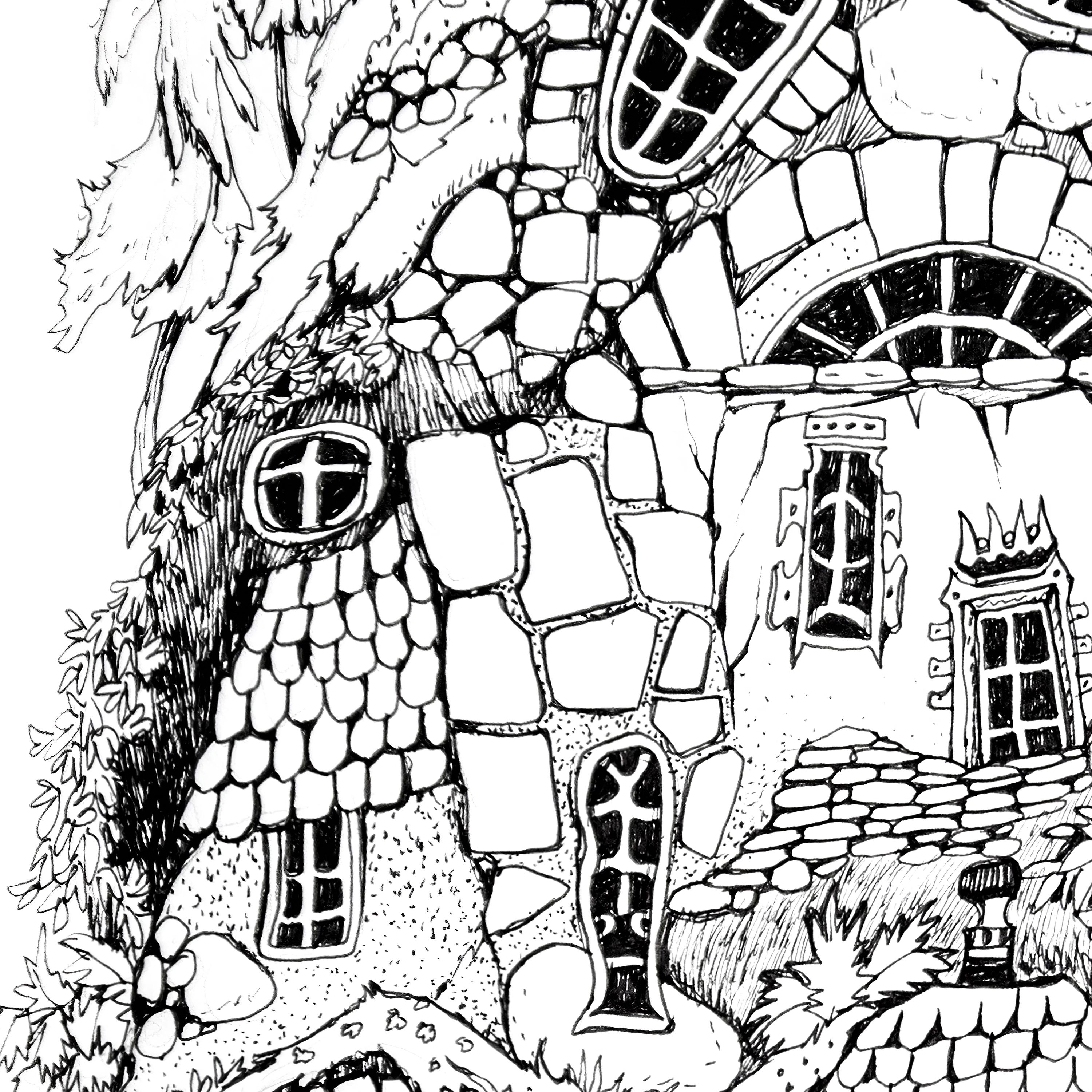 Magic House From a Fairy Tale. Hand Drawing Sketch, Illustration for ...
