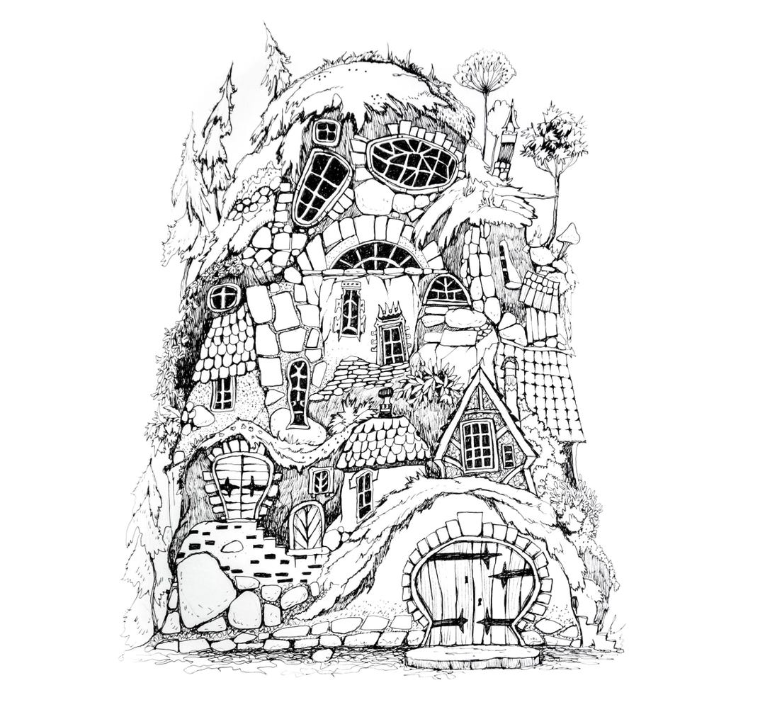 Magic House From a Fairy Tale. Hand Drawing Sketch, Illustration for ...