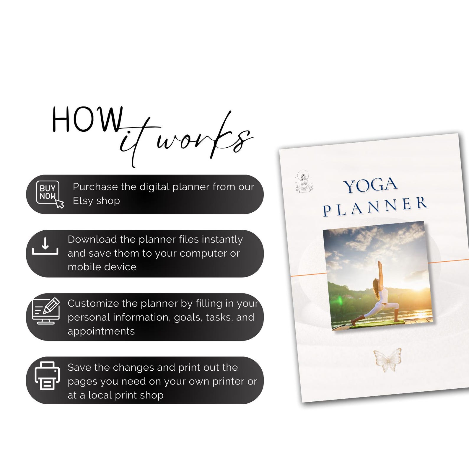 Yoga Planner, Wellness Tracker, Daily Planner, Fitness Journal, Yoga ...