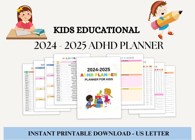 ADHD Planner for Kids, Daily Routine Chart, Focus & Time Management ...