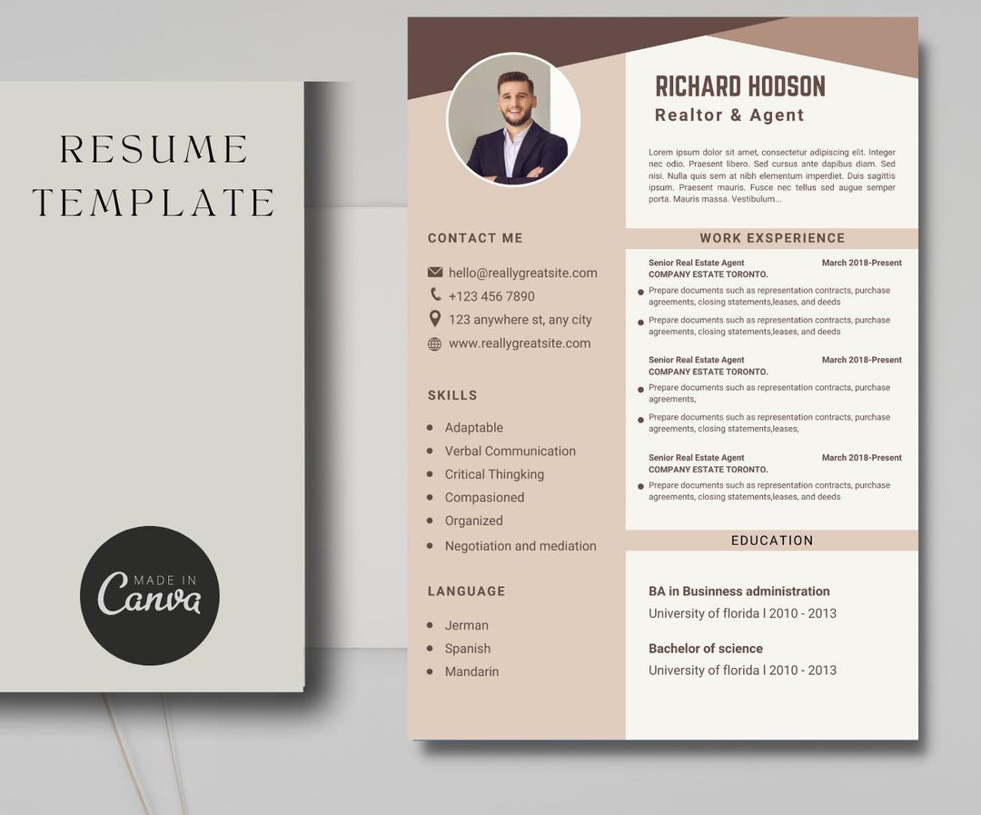 Beige Modern Professional Resume, Editable Template, Resume for Job ...