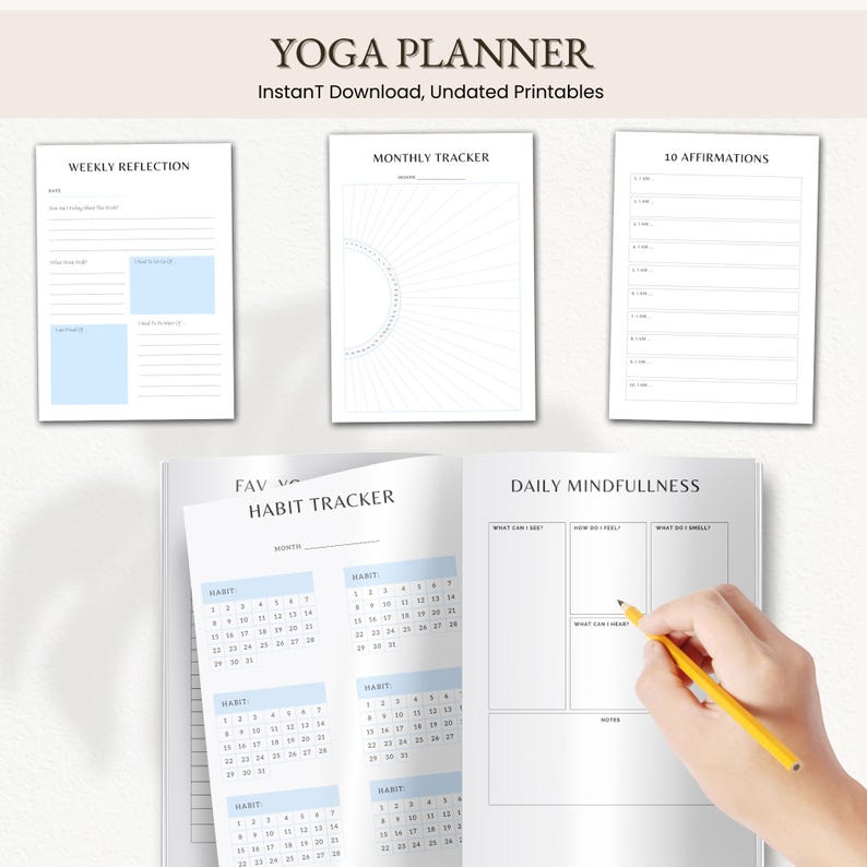 Yoga Planner, Wellness Tracker, Daily Planner, Fitness Journal, Yoga ...