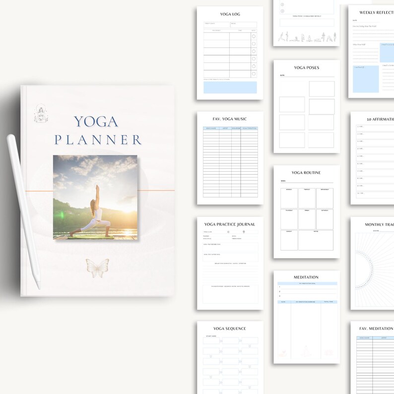 Yoga Planner, Wellness Tracker, Daily Planner, Fitness Journal, Yoga Schedule Book, Fitness ...