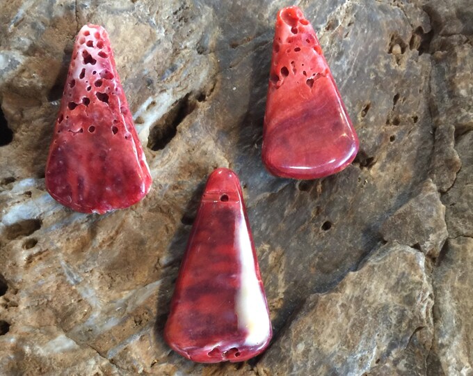 Red Spiny Oyster Shell Focal Beads 3 Pc Set 6.6 - Etsy