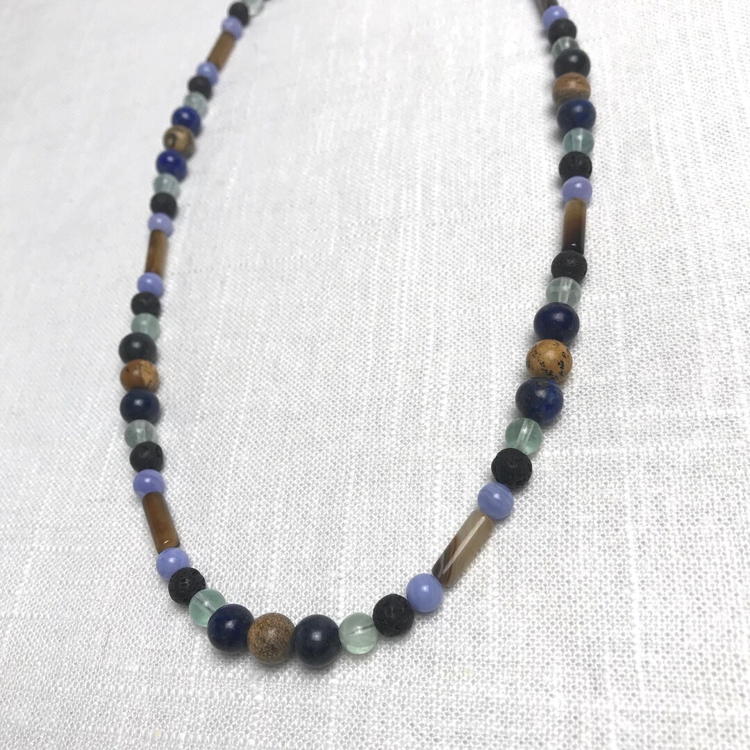 Men’s Necklace, Multi-stone Handmade Beaded Guy Necklace - Etsy