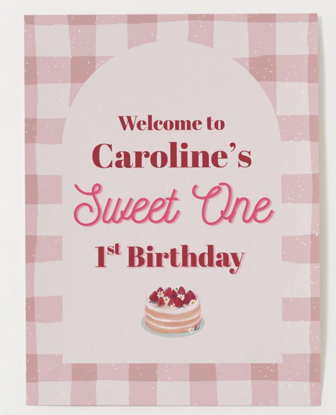 Sweet One Welcome Sign – Pink Gingham 1st Birthday Party Decor - Etsy