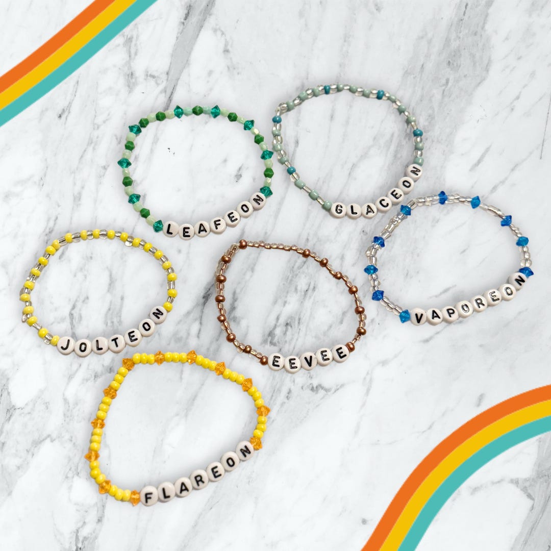 Eevee Evolutions Inspired Beaded Bracelets • Flareon • Vaporeon ...