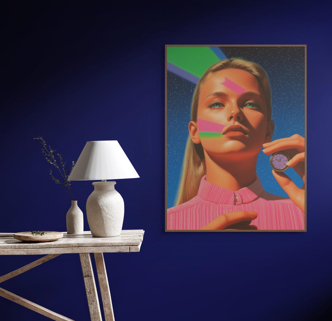 Retro-futuristic Digital Wall Art, Perfect for Modern Home Decor ...