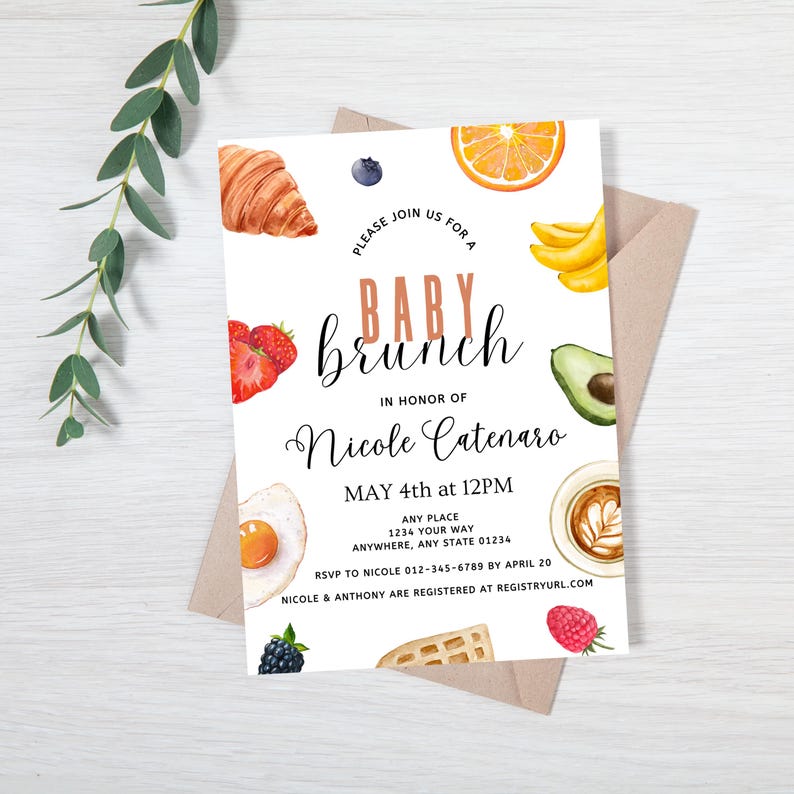 Brunch Baby Shower Invitation | Editable Canva Template | Instant ...