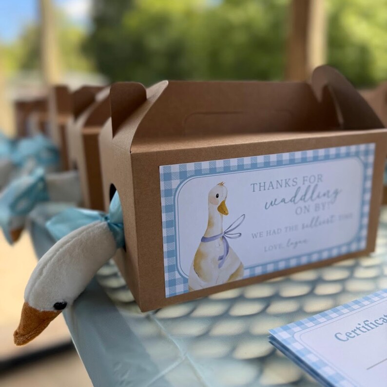 Printable Favor Labels and Cards & Gifts Sign | One Silly Goose Blue ...
