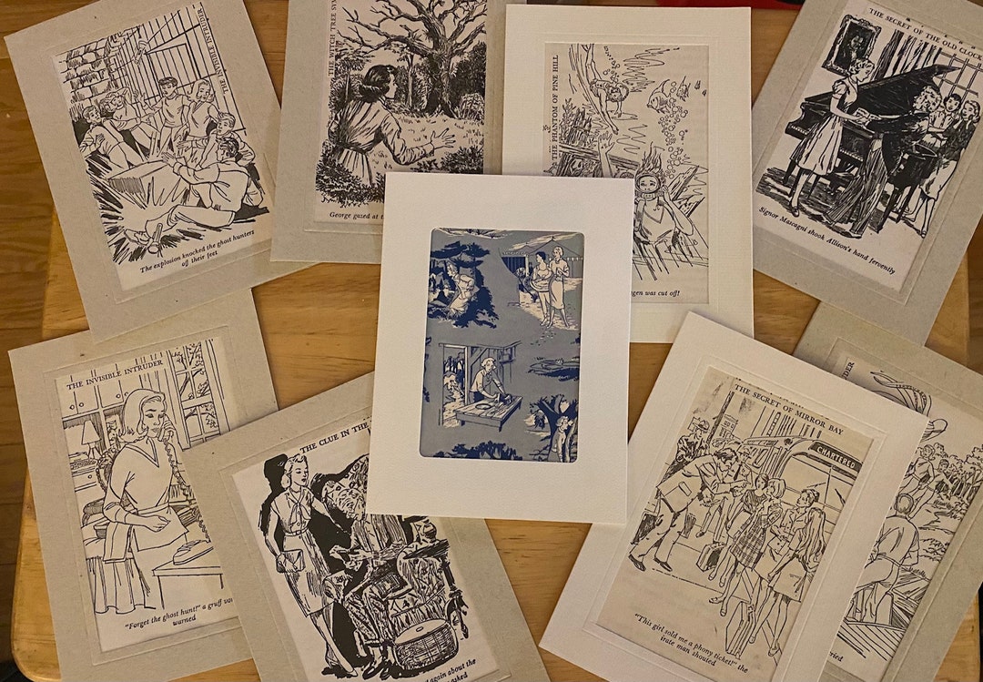 Nancy Drew Cards From Book Illustrations UPCYCLED CARDS A - Etsy