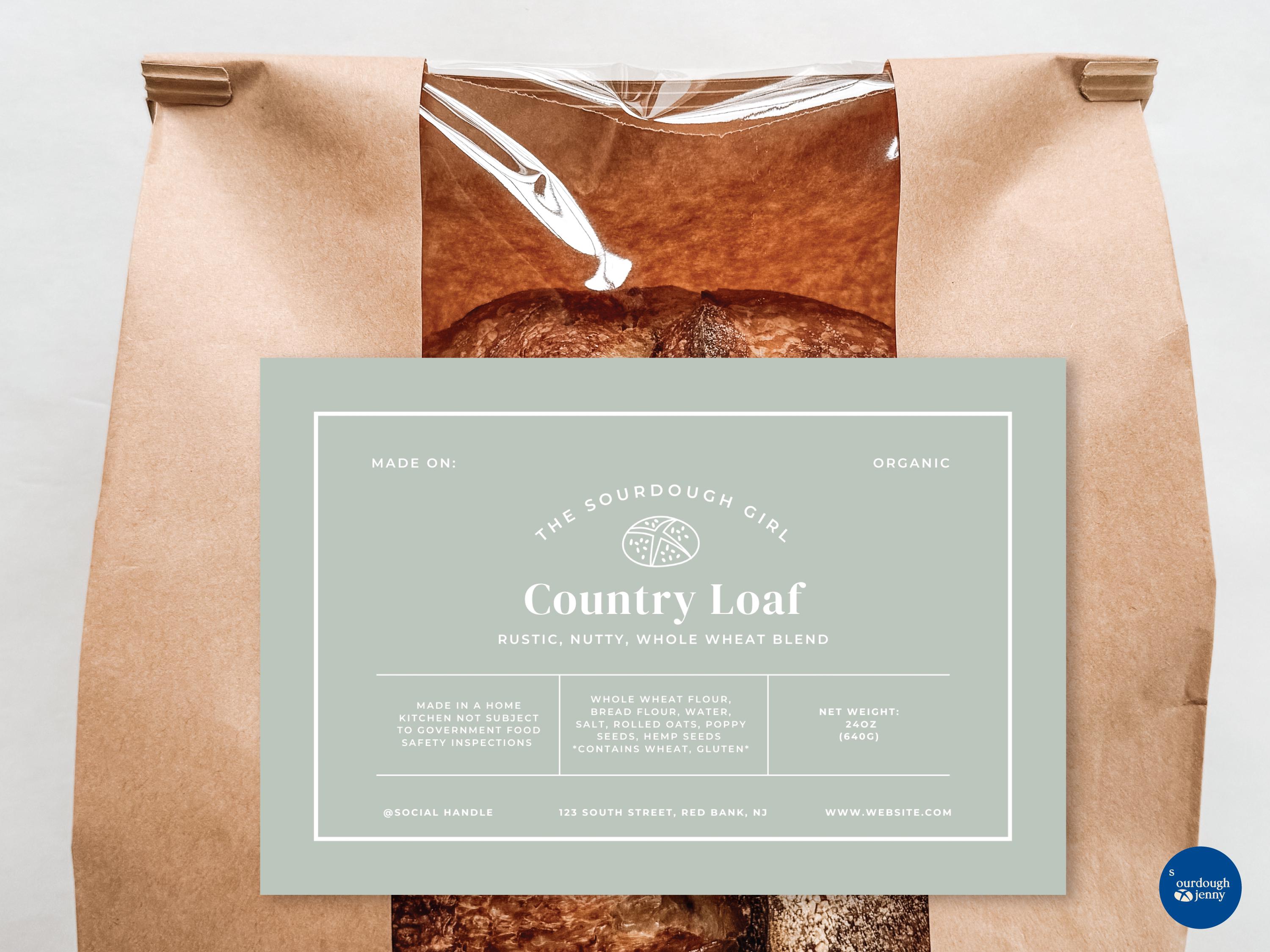 Editable Sourdough Bread Cottage Label, 4x6, Sourdough Label Template ...