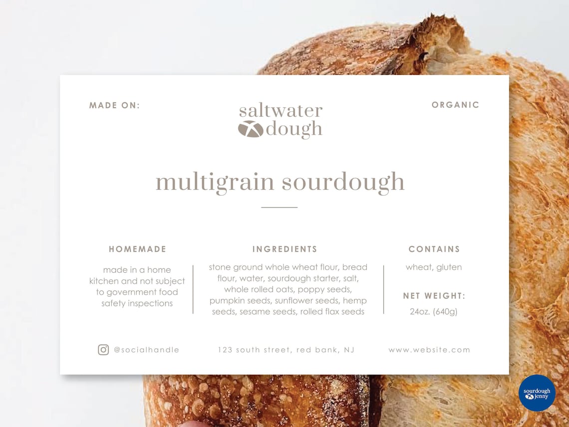 Editable Sourdough Bread Cottage Label, 4x6, Sourdough Label Template ...