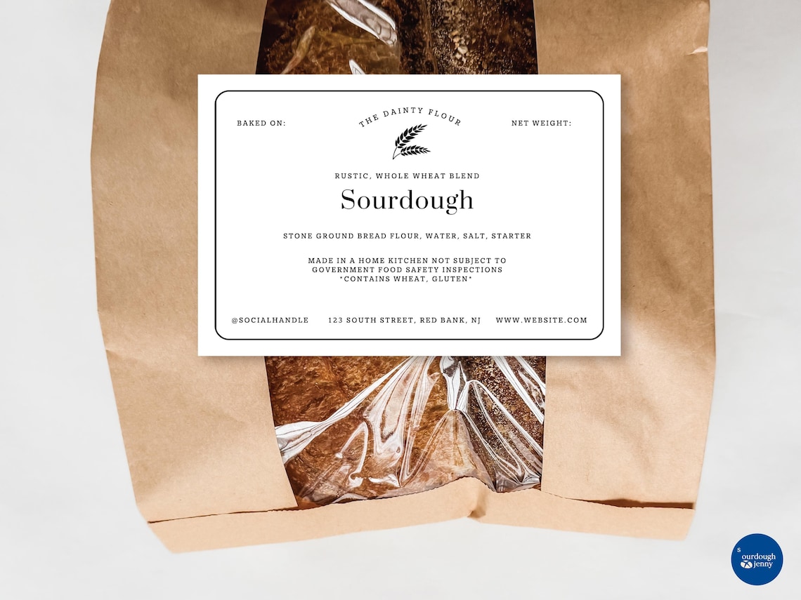 Editable Sourdough Bread Cottage Label, 4x6, Sourdough Label Template ...