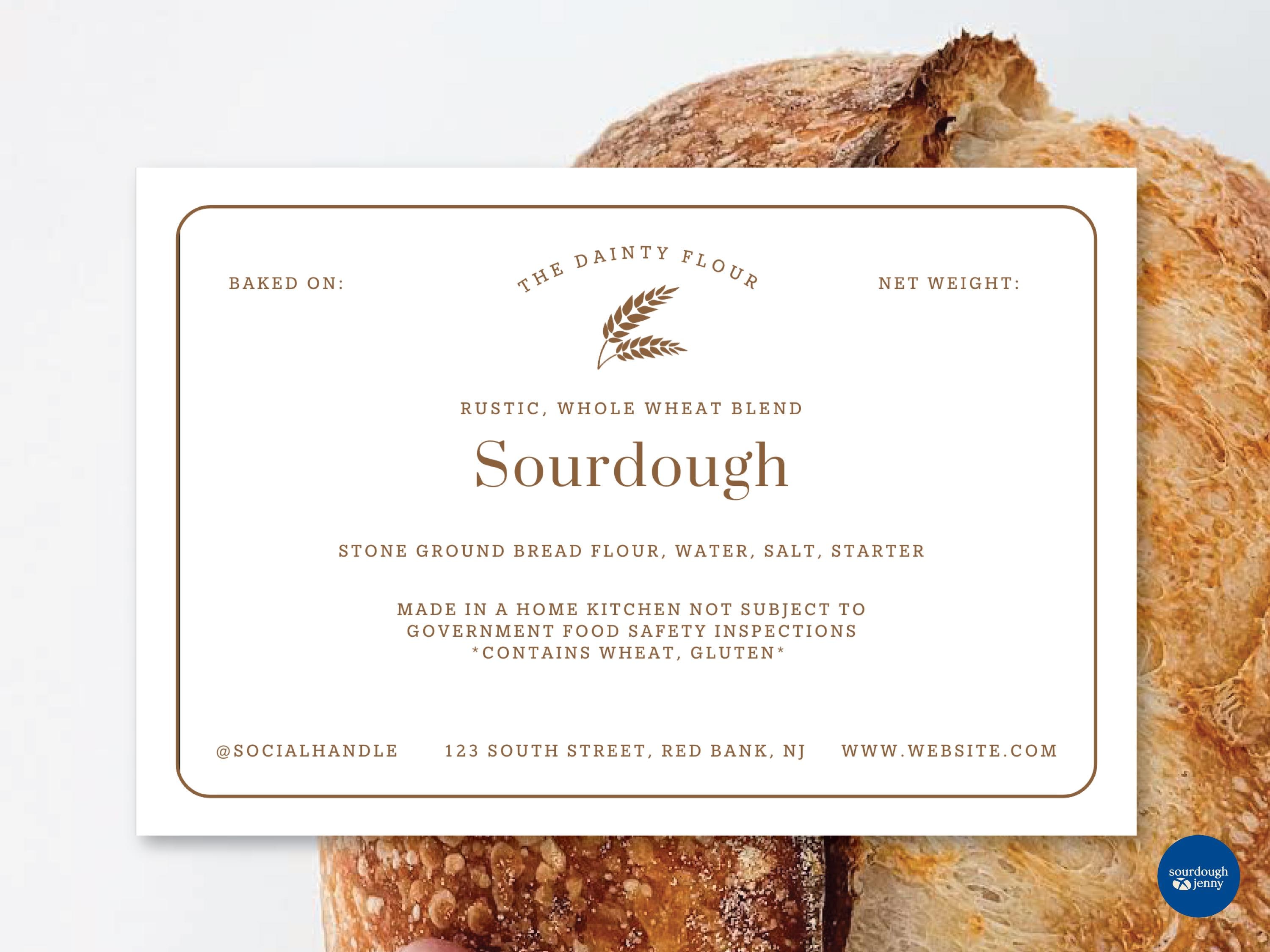Editable Sourdough Bread Cottage Label, 4x6, Sourdough Label Template ...