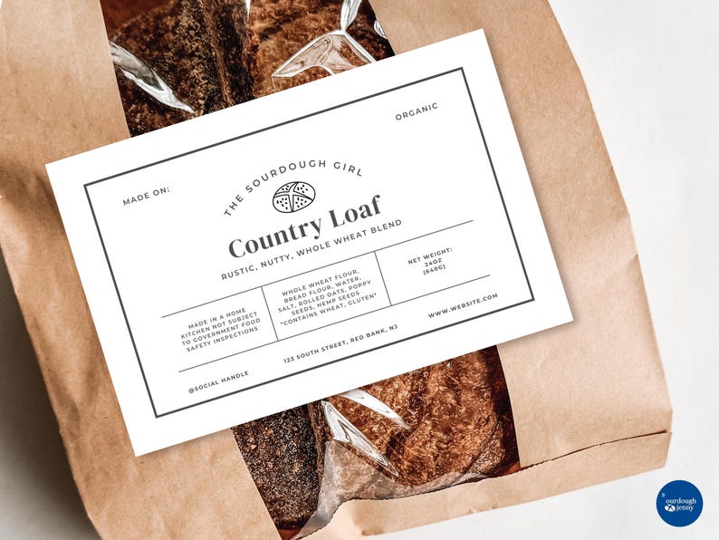Editable Sourdough Bread Cottage Label, 4x6, Sourdough Label Template ...