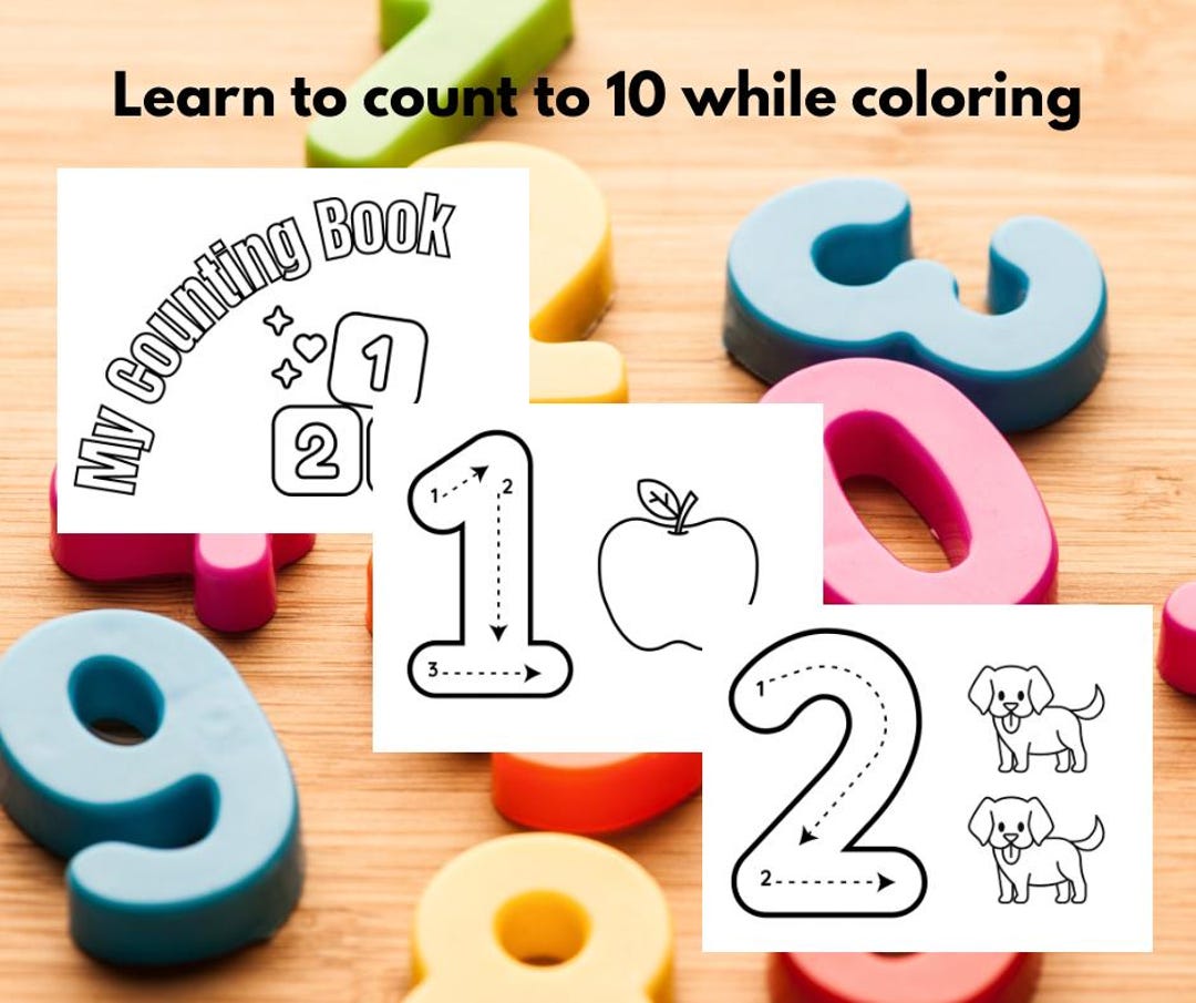 12 Number Counting Coloring Pages Toddlers Preschoolers Simple Coloring ...