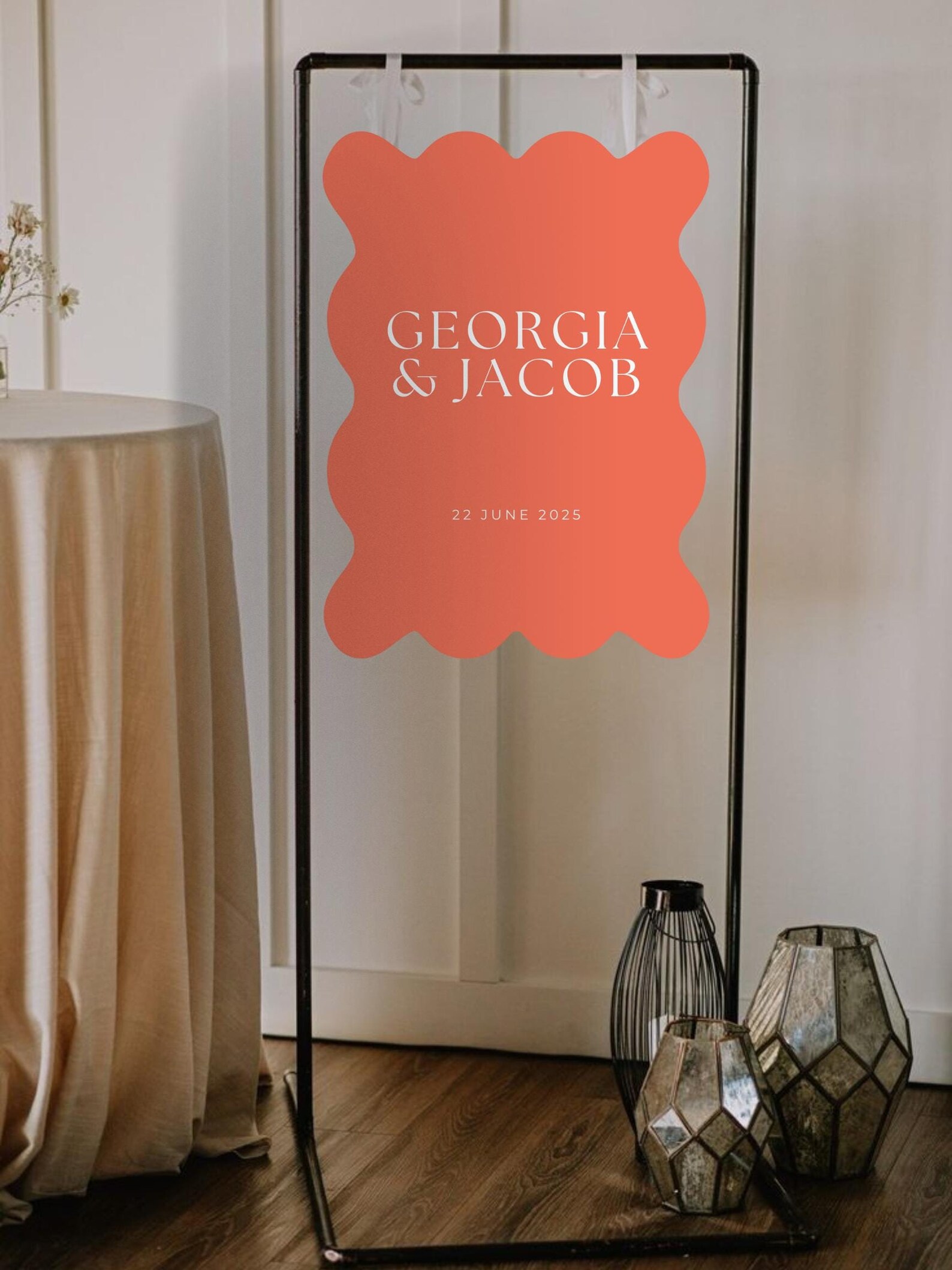 Modern Squiggle Wedding Sign Template | Welcome Sign - Etsy