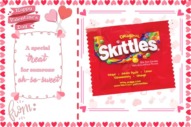 Digital Printable Valentine Candy Gram Card, Valentines Day Gift, Candy ...