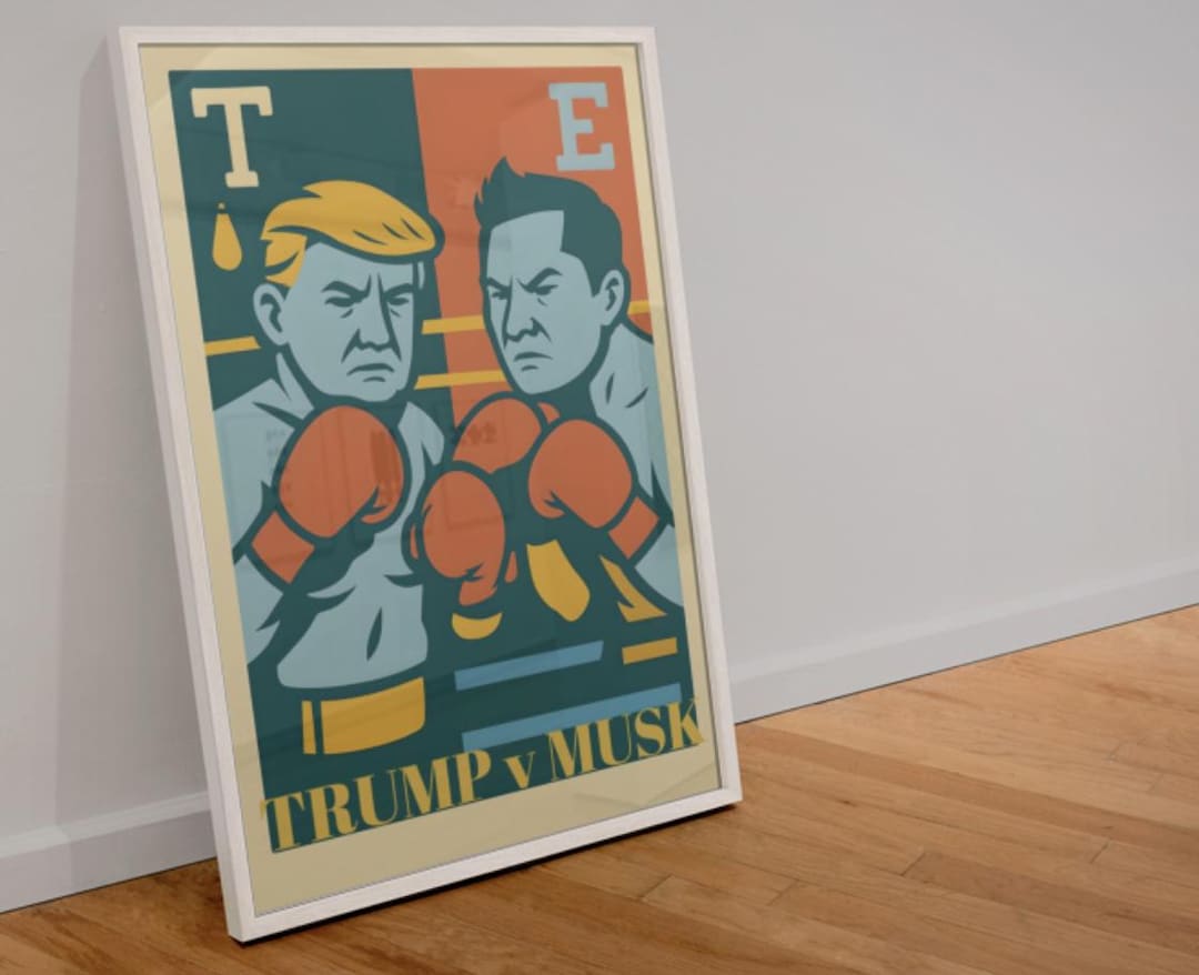 Donald Trump Vs Elon Musk Boxing Art Print: Political Satire (digital ...