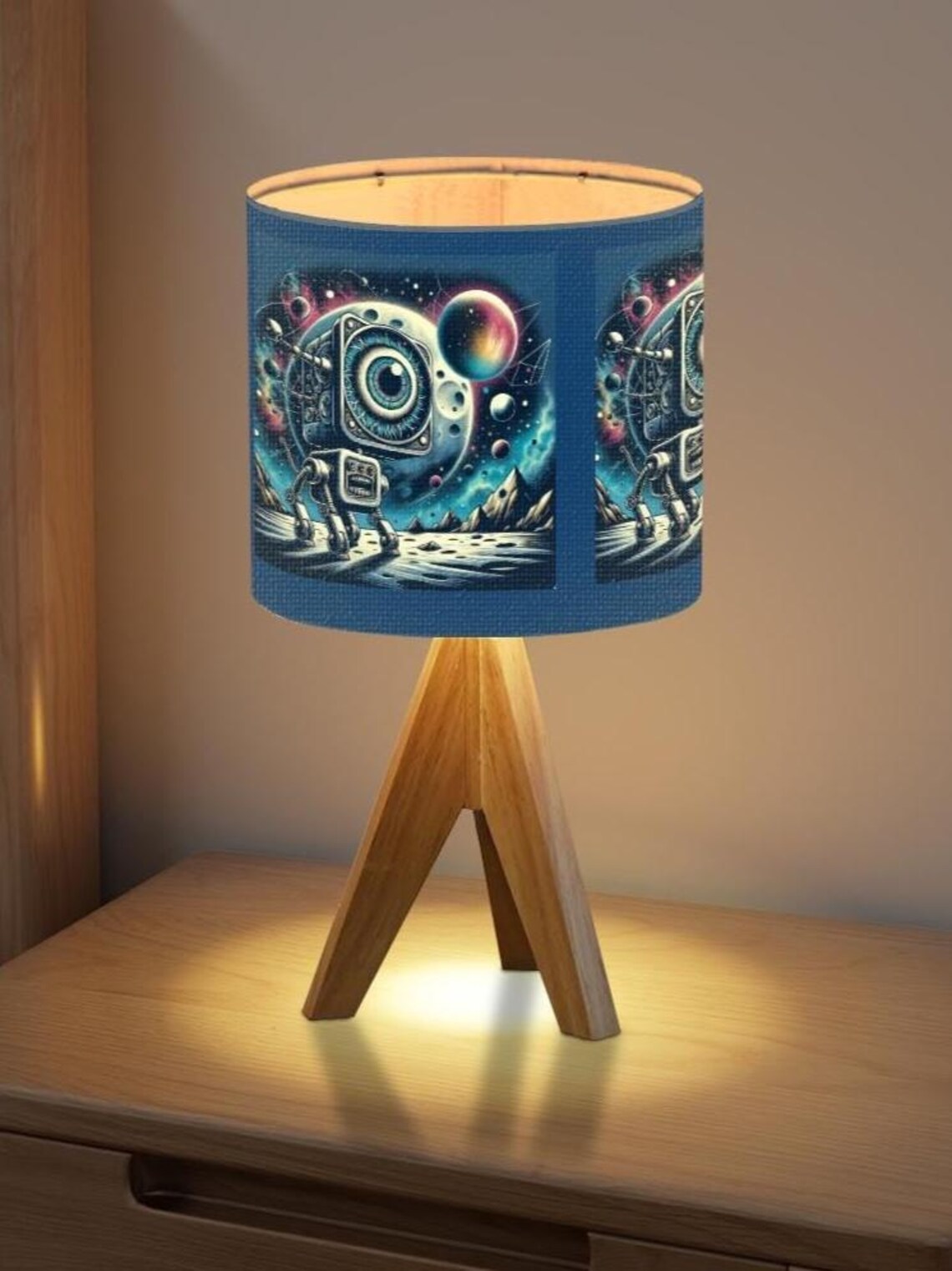 Robot Light Tripod Table Lamp Robot Space Lamp Kids Room Boys Night ...