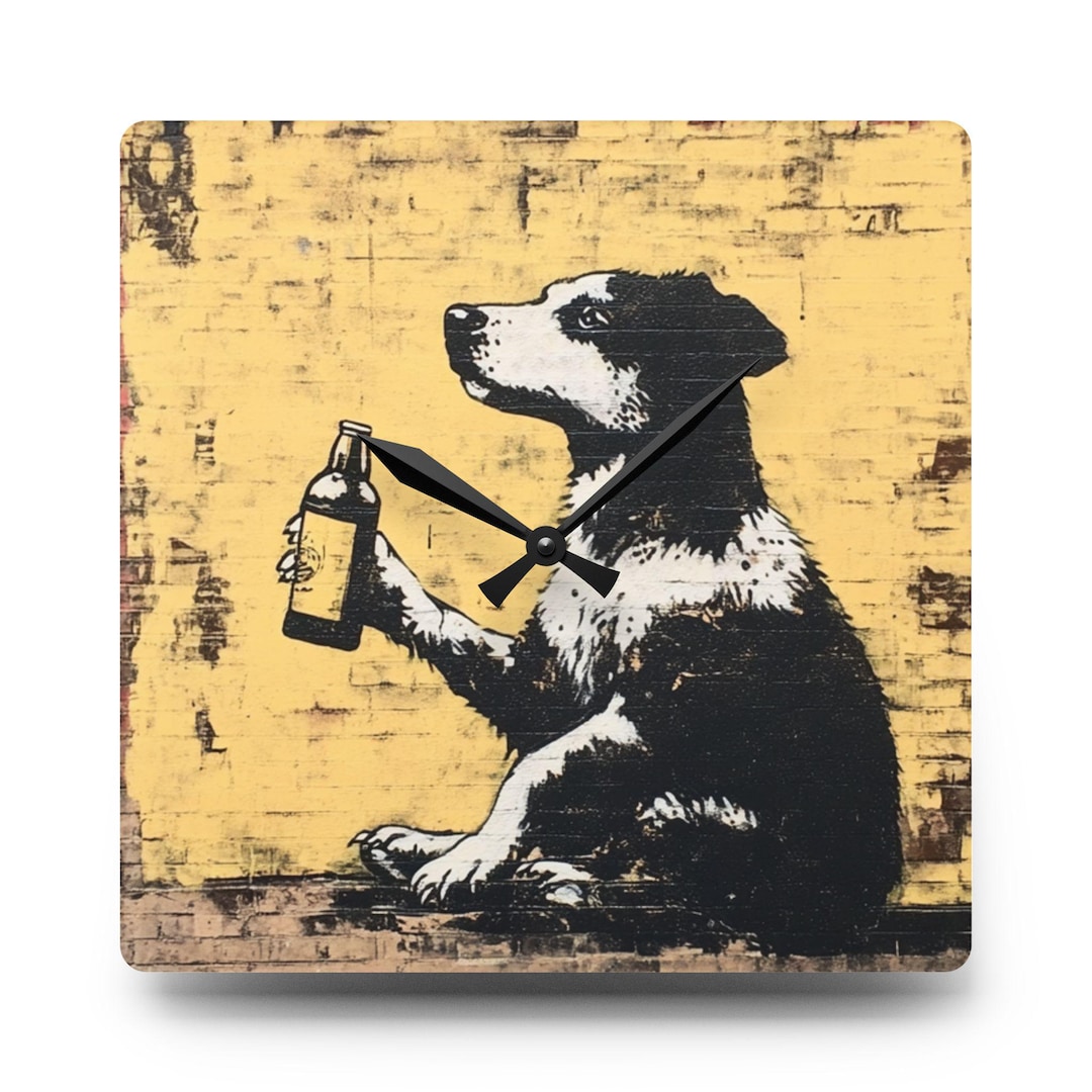 Banksy Inspired Original Art Graffiti Wall Clock: Urban Street Art Home ...