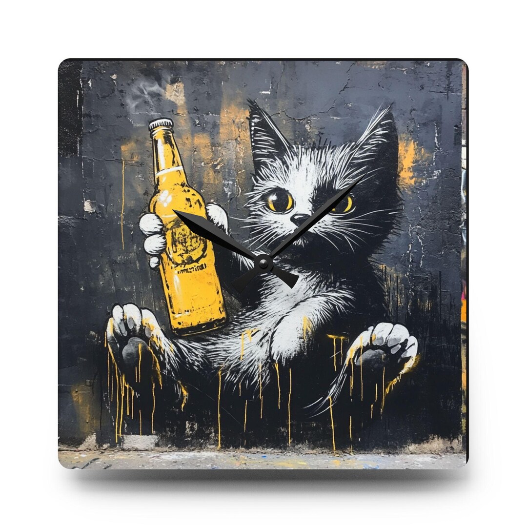 Graffiti Banksy Style Wall Clock Street Style Urban Clock Large Unique ...